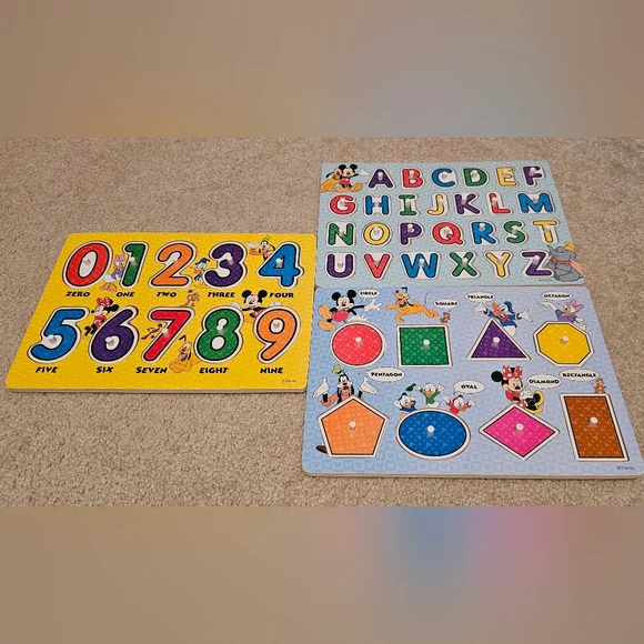 Disney Alphabet Numbers Shapes Colors Peg Puzzle Disney Classics